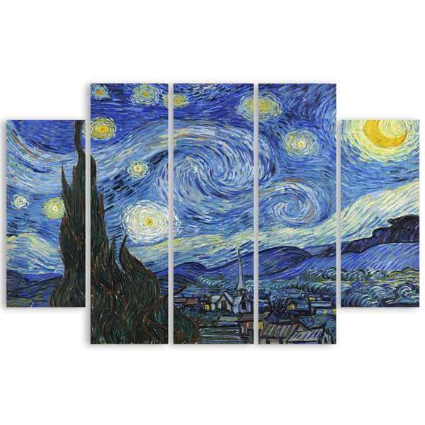 Marlow Home Co. 5-tlg. Leinwandbilder-Set The Starry Night von Vincent Van Gogh | Wayfair.de